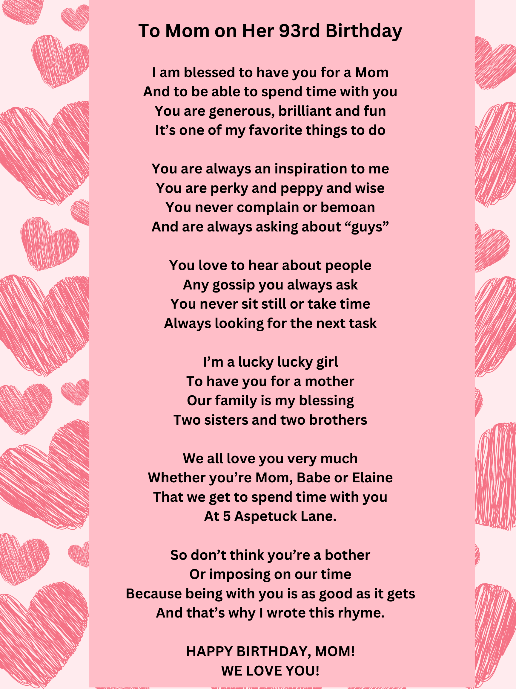 Happy 93rd Birthday Mom – Creating Life Out Here